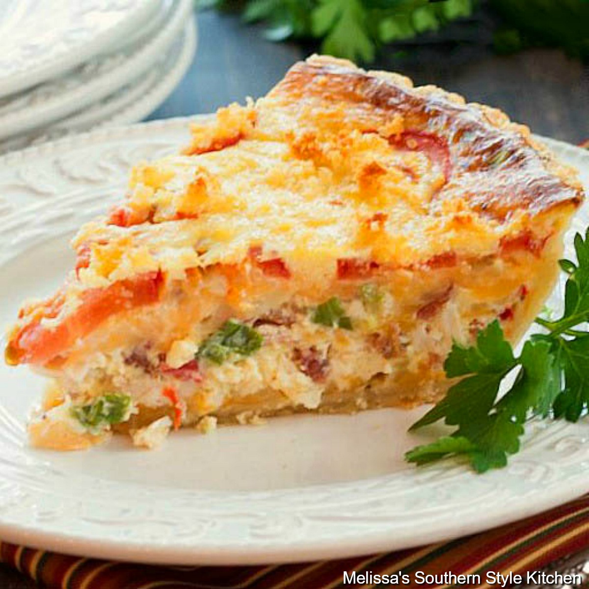 Cheesy Kentucky Hot Brown Quiche - melissassouthernstylekitchen.com