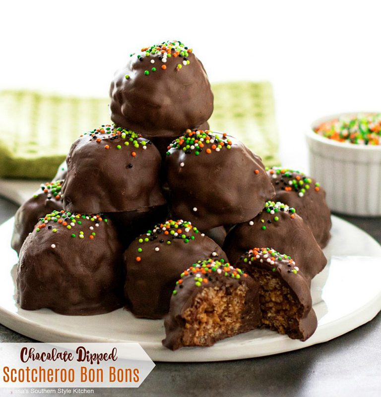 Chocolate Dipped Scotcheroo Bon Bons - melissassouthernstylekitchen.com