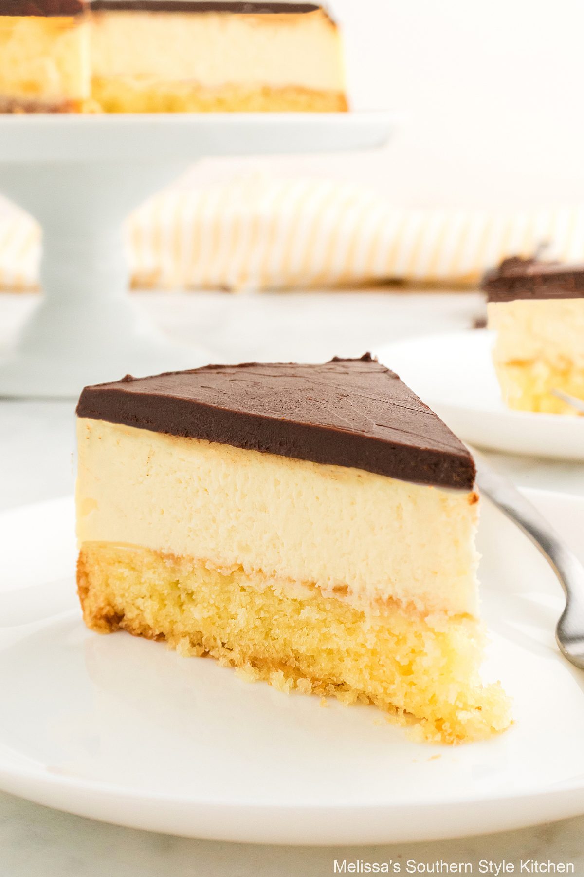 Boston Cream Pie Cheesecake - melissassouthernstylekitchen.com