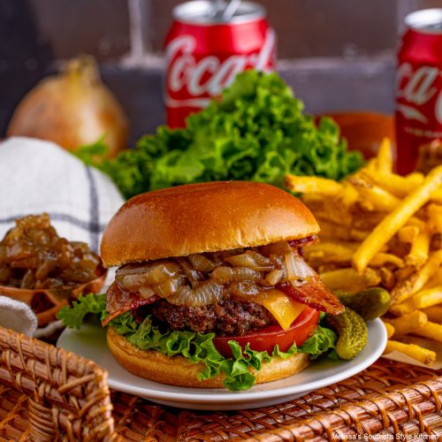 Bacon Cheeseburgers with Coca Cola Onions ...