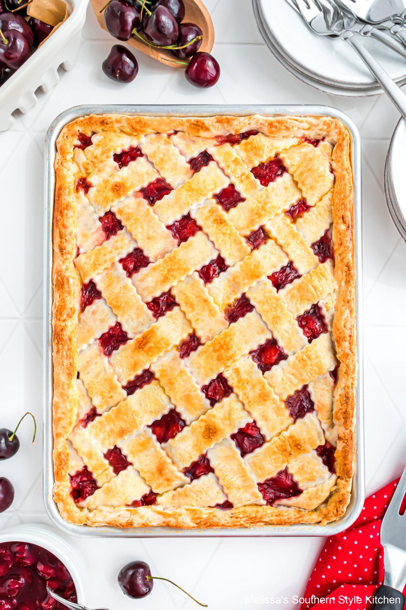 Easy Cherry Slab Pie - melissassouthernstylekitchen.com