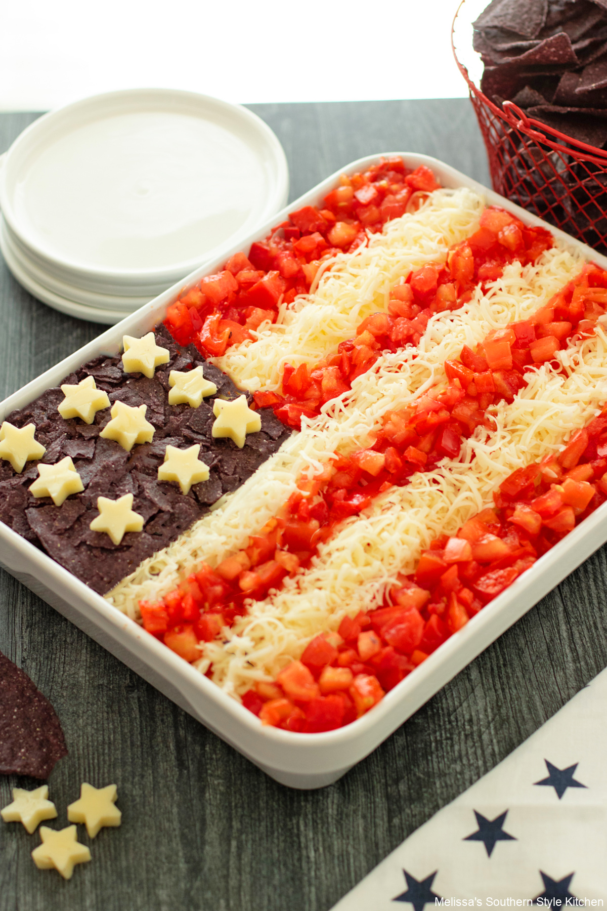 American Flag Taco Dip - melissassouthernstylekitchen.com