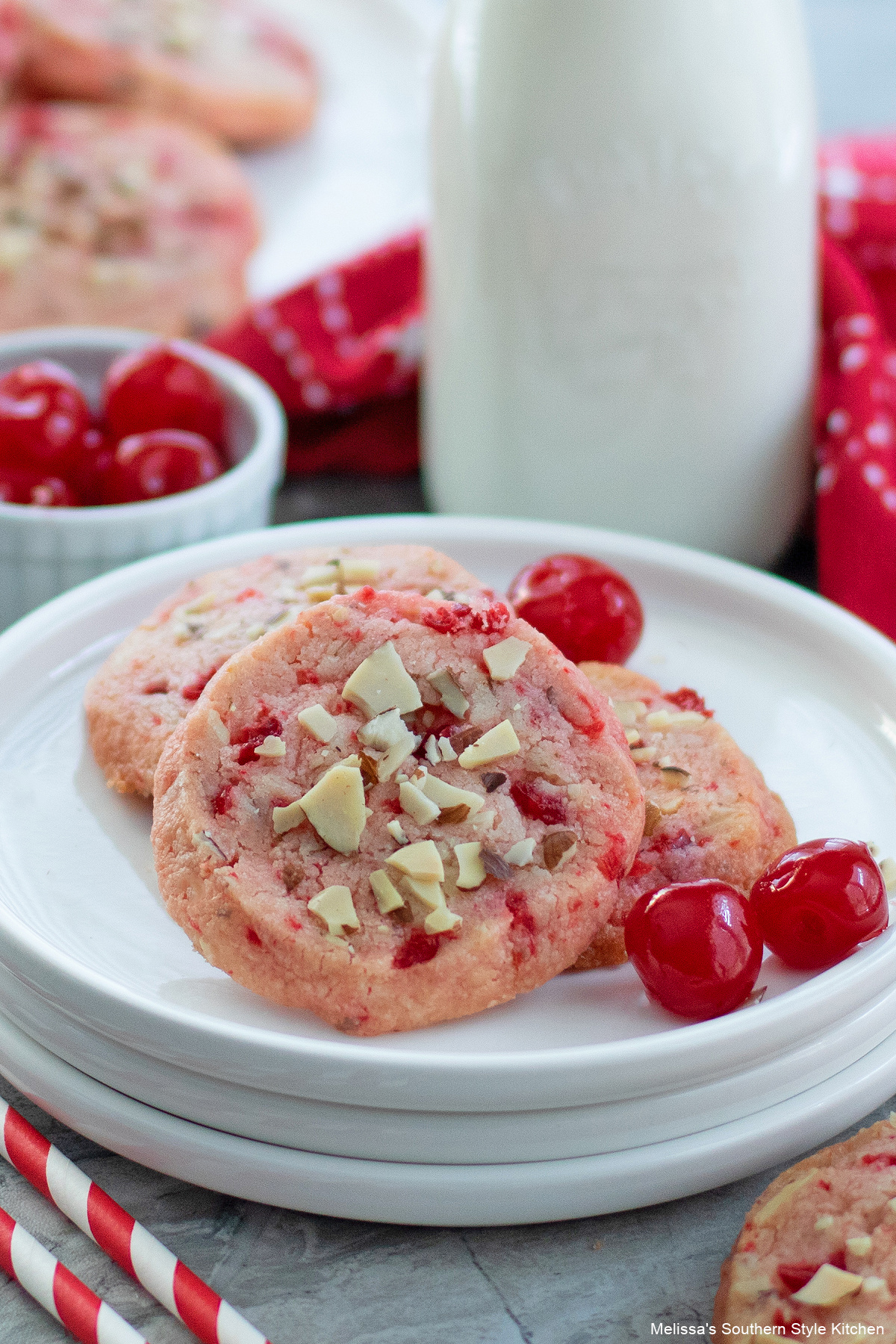 Cherry Shortbread Cookies - melissassouthernstylekitchen.com
